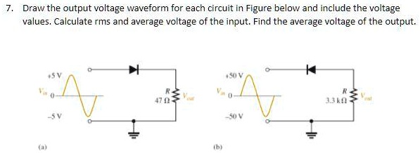 7. Draw the output voltage waveform for each circuit in Figure below and include the voltage ...