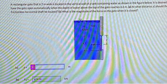SOLVED: Arectangular gate that is 2m wide is located in the vertical wall of a tank containing ...