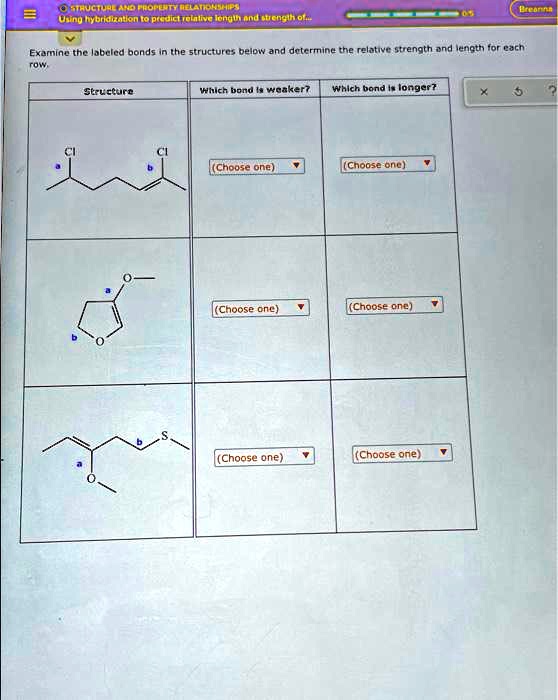 SOLVED: Examine the labeled bonds in the structures below and determine ...
