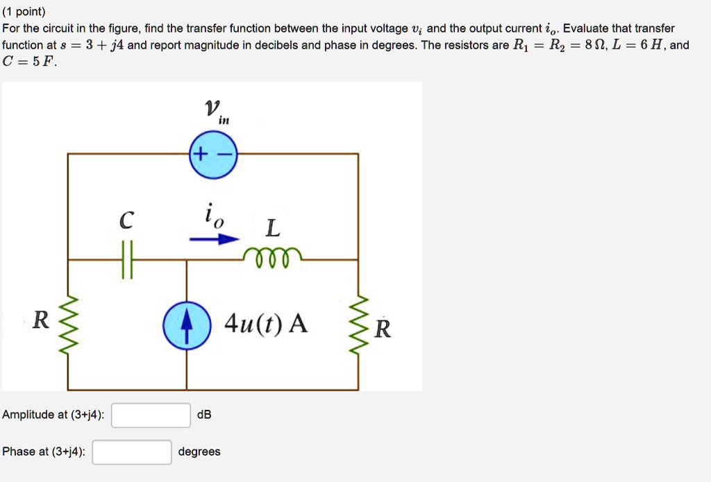 SOLVED: For the circuit in the figure, find the transfer function between the input voltage u ...