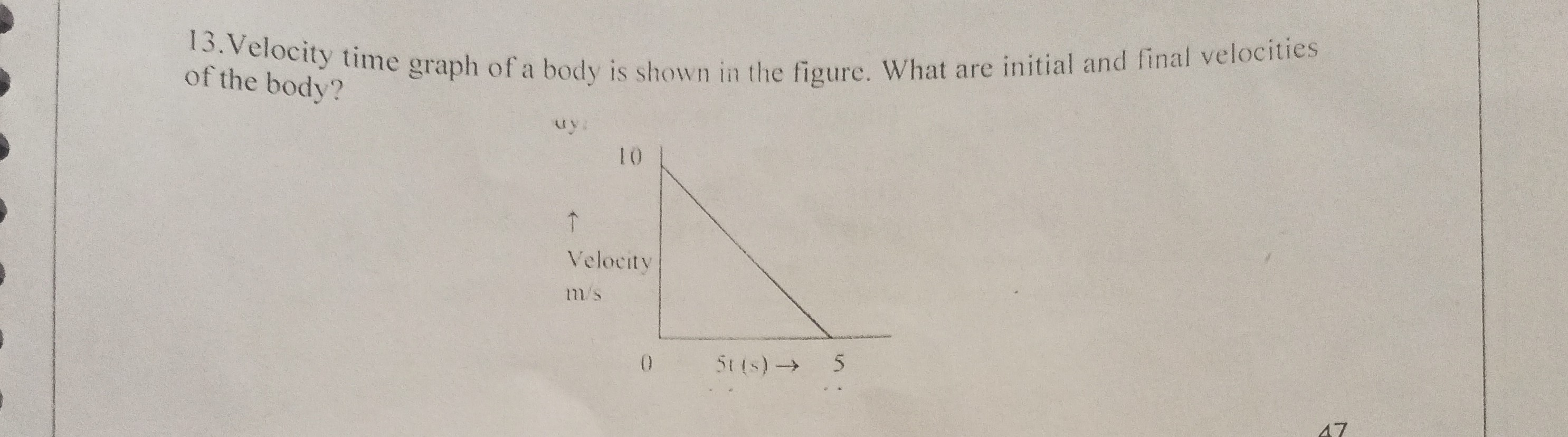 SOLVED: 13. Velocity time graph of a body is shown in the figure. What ...