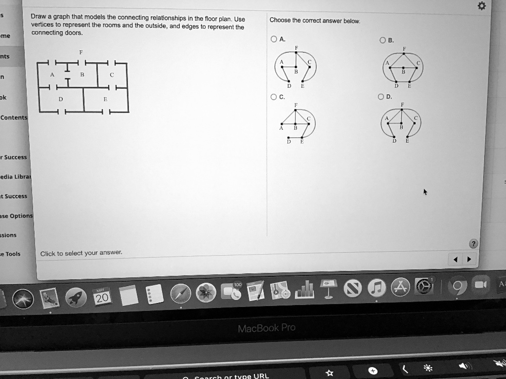 Draw a graph that models the connecting relationships in the floor plan. Use vertices to ...