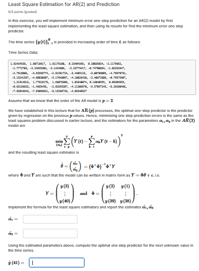 least square estimation for ar2 and prediction a3 poins g r a d e d in ...