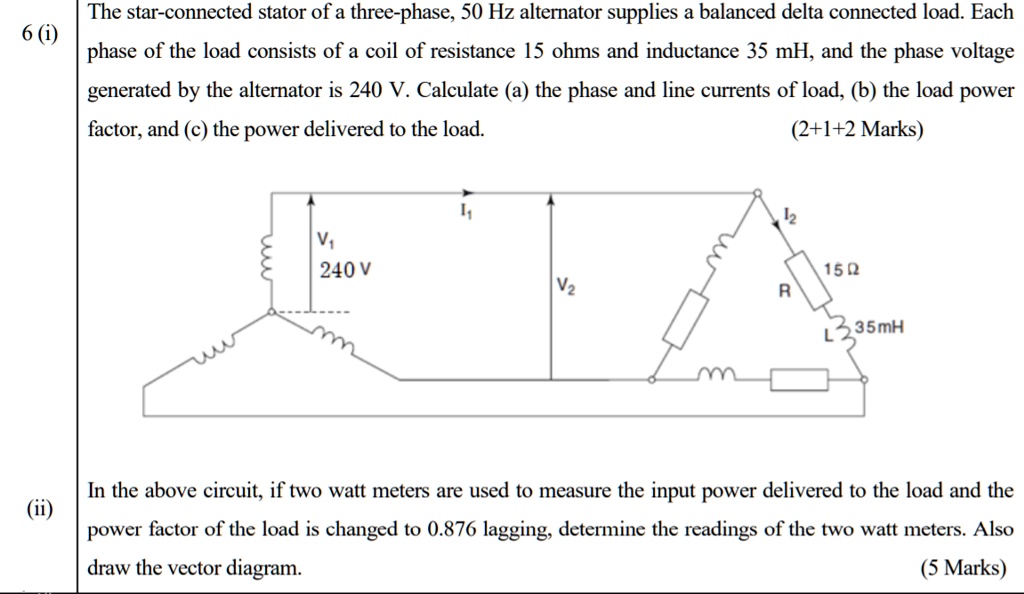SOLVED: The star-connected stator of a three-phase, 50 Hz alternator ...