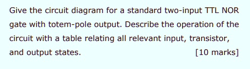 Give the circuit diagram for a standard two-input TTL NOR...