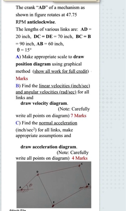 SOLVED: The crank of a mechanism, as shown in the figure, rotates at 47 ...