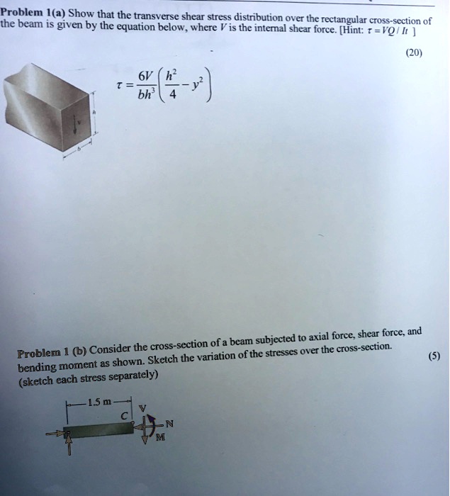 SOLVED: Problem 1(a): Show that the transverse shear stress ...