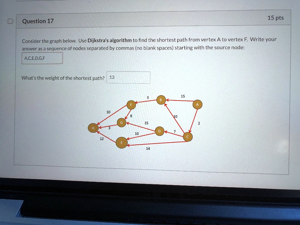 Solved Consider The Graph Below Use Dijkstras Algorithm To Find The Shortest Path From Vertex