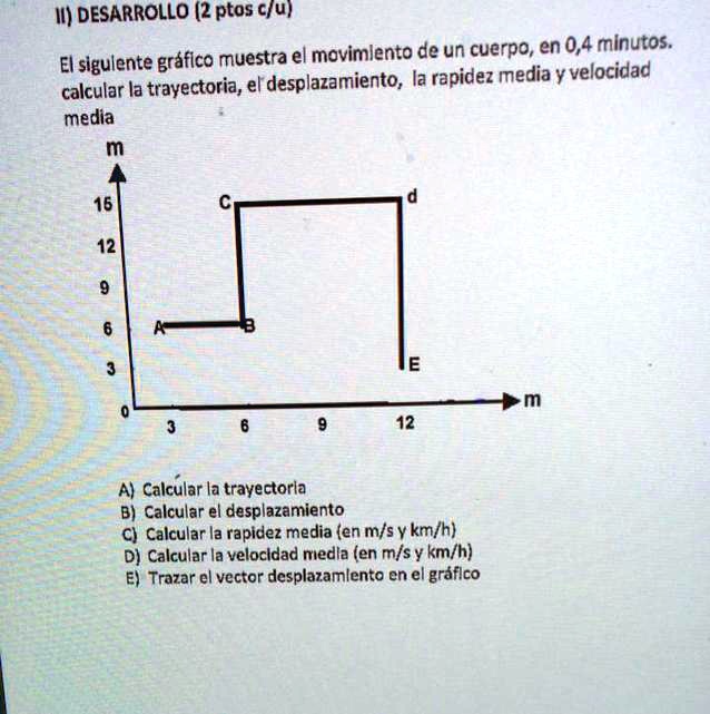 SOLVED: Calcular la trayectoria calcular desplazamiento II) DESARROLLO ... SOLVED: Calcular la trayectoria calcular desplazamiento II) DESARROLLO ...