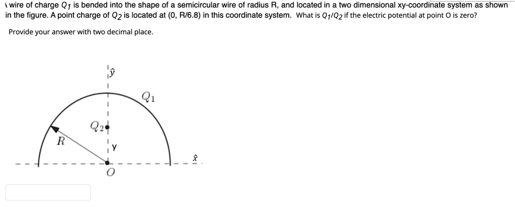 SOLVED: wire of charge Q1 is bended into the shape of a semicircular wire of radius R, and ...