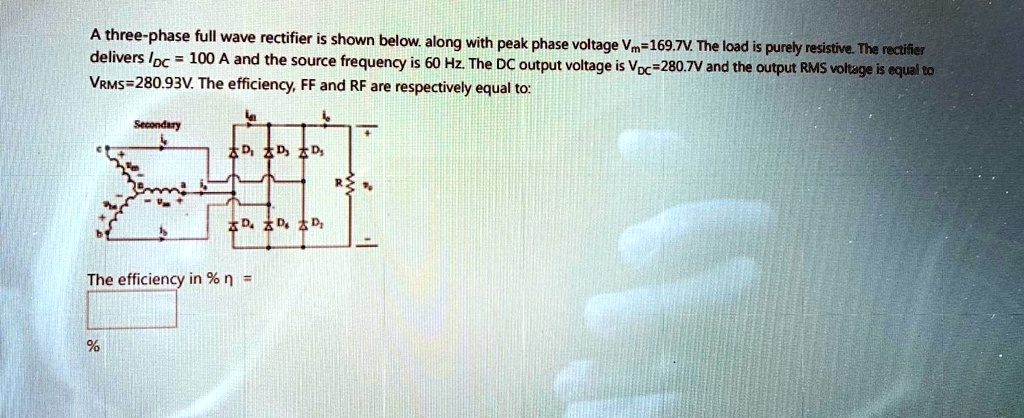 A three-phase full-wave rectifier is shown below, along with peak phase ...