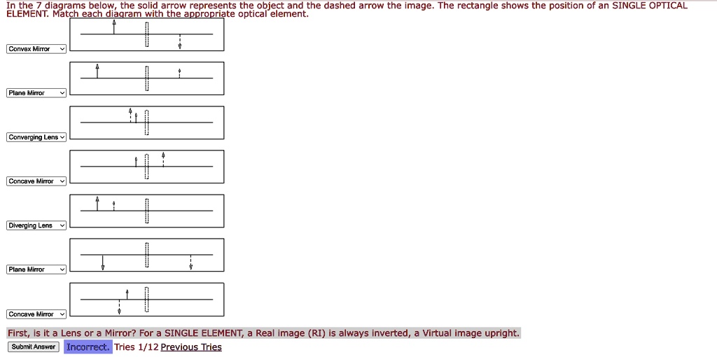 SOLVED: In the 7 diagrams below, the solid arrow represents the object ...