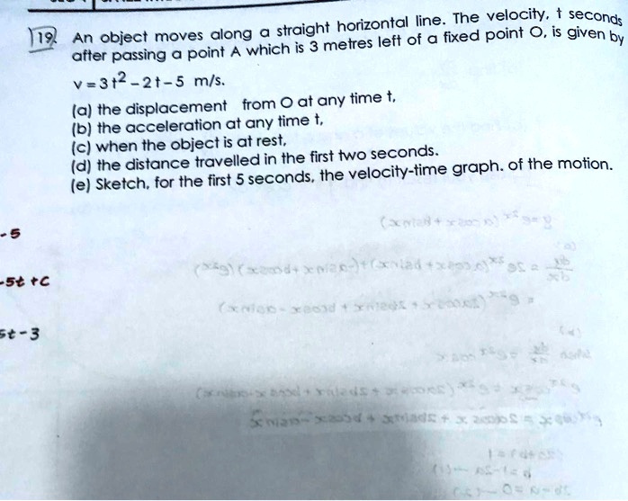 Solved Horizontal Line The Velocity Seconds 11e An Object Moves Along