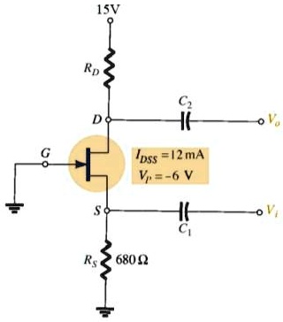 calculate the expressions for the circuit shown below vgsq 26v idq38ma ...