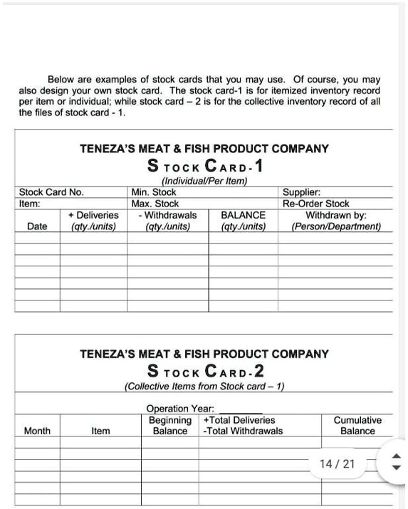 Below are examples of stock cards that you may use. Of course, you may ...