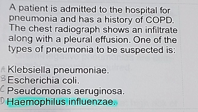 A patient is admitted to the hospital for pneumonia and has a history ...