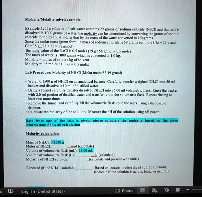 molaritymolality solved cxample example if solution of salt water contains 29 grams of sodium ...