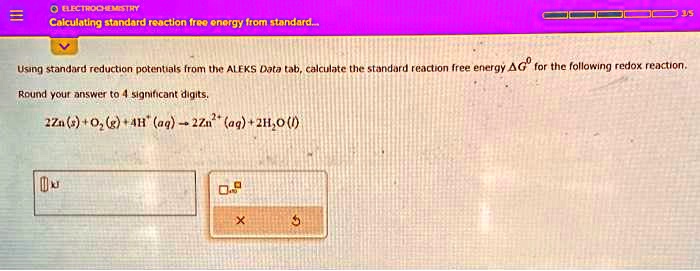 ELECTROCHEMISTRY Calculating standard reaction free energy from standard... Using standard ...