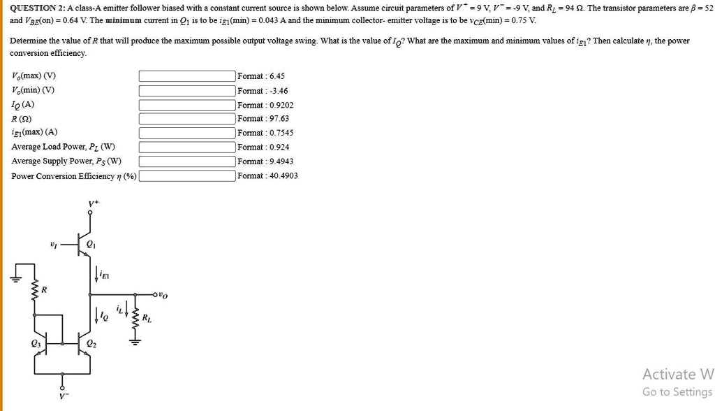 question 2 class 4 emitter follower biased with constant cutent source ...