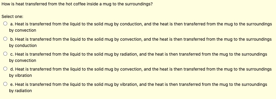 How is heat transferred from the hot coffee inside a mug to the ...