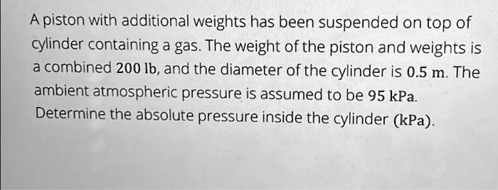A piston with additional weights has been suspended on top of cylinder ...