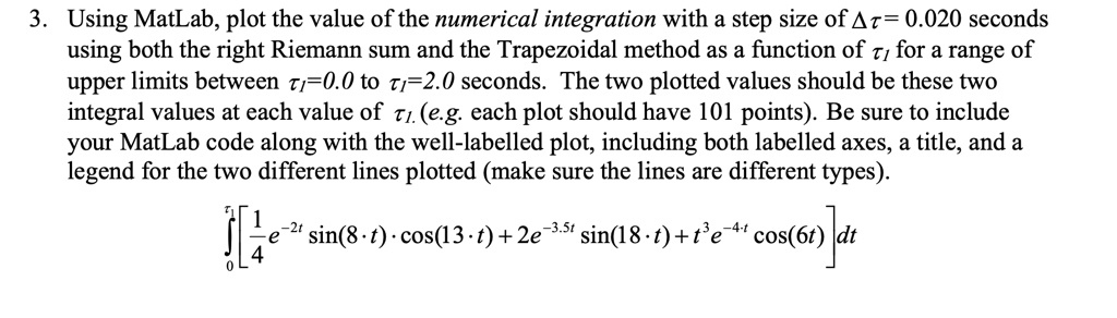 3. Using MatLab, plot the value of the numerical integration with a ...
