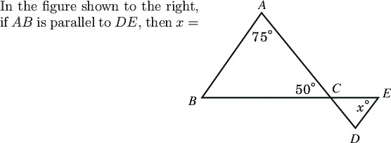 in the figure shown to the right if ab is parallel to de then x 50 53188