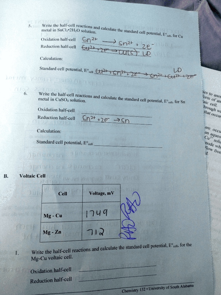 Write the half-cell reaction and calculate the standard cell potential ...