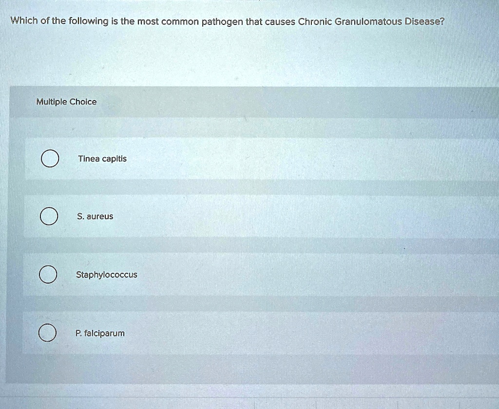 which of the following is the most common pathogen that causes chronic ...