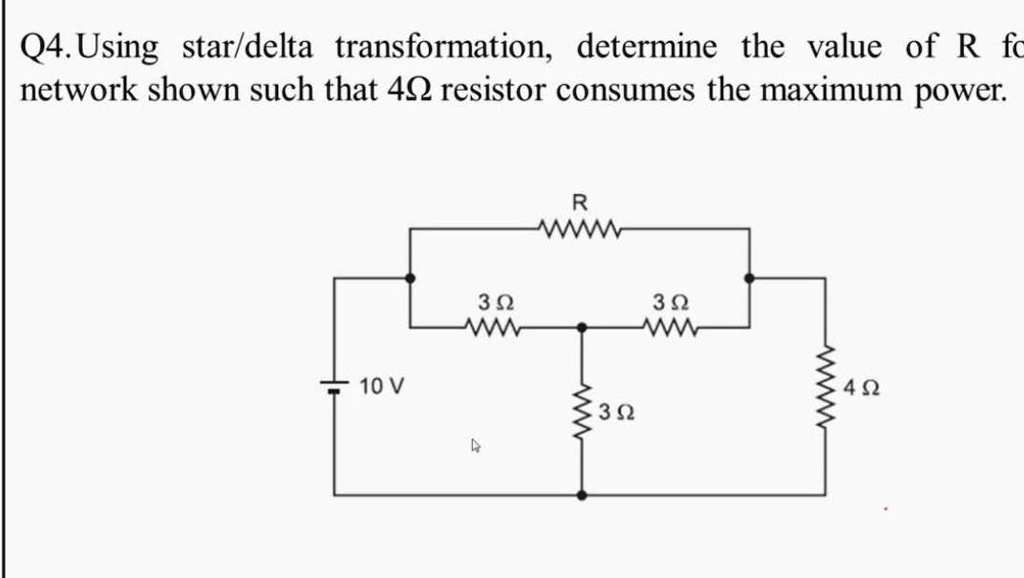SOLVED: Q4. Using star/delta transformation, determine the value of R in the network shown such ...
