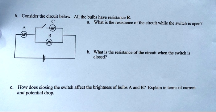 SOLVED: Consider the circuit below: All the bulbs have resistance R What is the resistance of ...