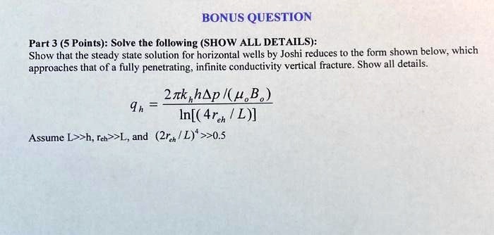 SOLVED: BONUS QUESTION Part 3 5 Points: Solve the following (SHOW ALL ...