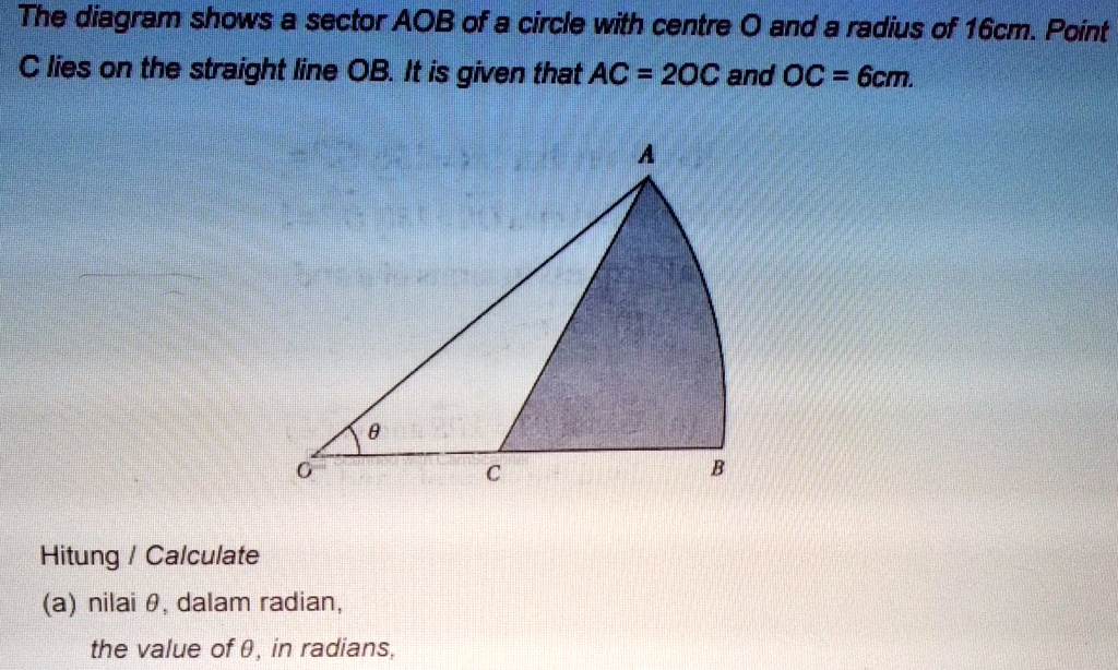 SOLVED: The diagram shows a sector AOB of a circle with center O and a ...