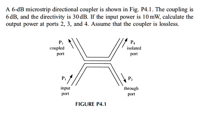 SOLVED: A 6-dB microstrip directional coupler is shown in Fig. P4.1 ...