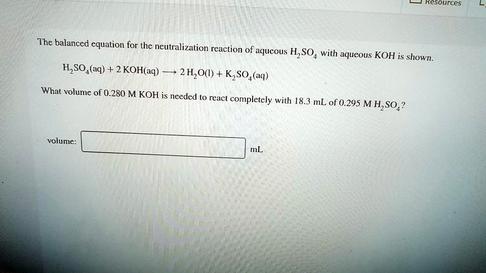 SOLVED: The balanced equation for the neutralization reaction of ...
