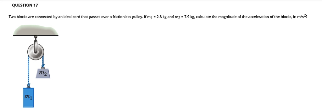question 17 two blocks are connected by an ideal cord that passes over frictionless pulley im1 ...
