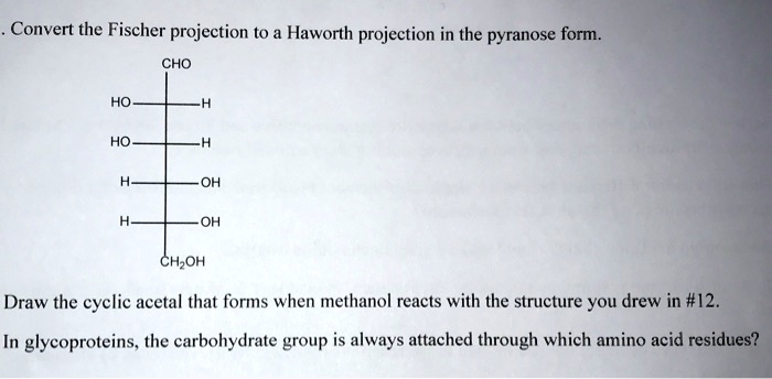 SOLVED: Convert the Fischer projection to Haworth projection in the ...