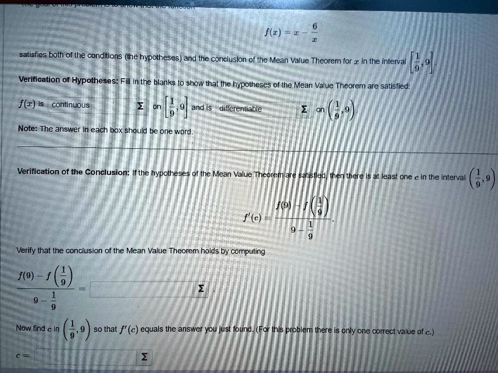 SOLVED: f(z) satisfies both of the conditions (the hypotheses) and the conclusion of the Mean ...