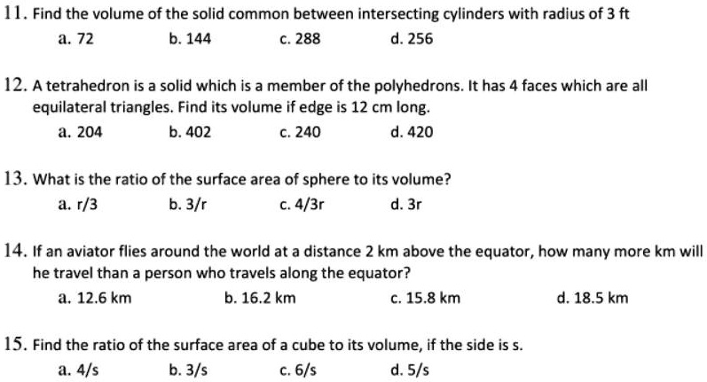 11. Find the volume of the solid common between intersecting cylinders ...