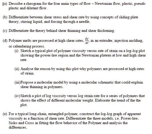 SOLVED: (a) Describe a rheogram for the four main types of flow ...