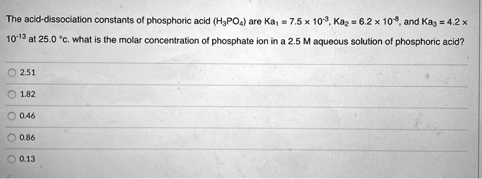 The acid-dissociation constants of phosphoric acid (H3PO4) are Ka1 = 7. ...