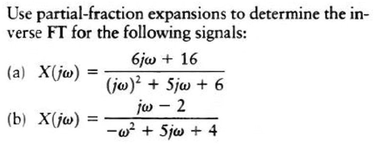 Use partial-fraction expansions to determine the inverse Fourier ...