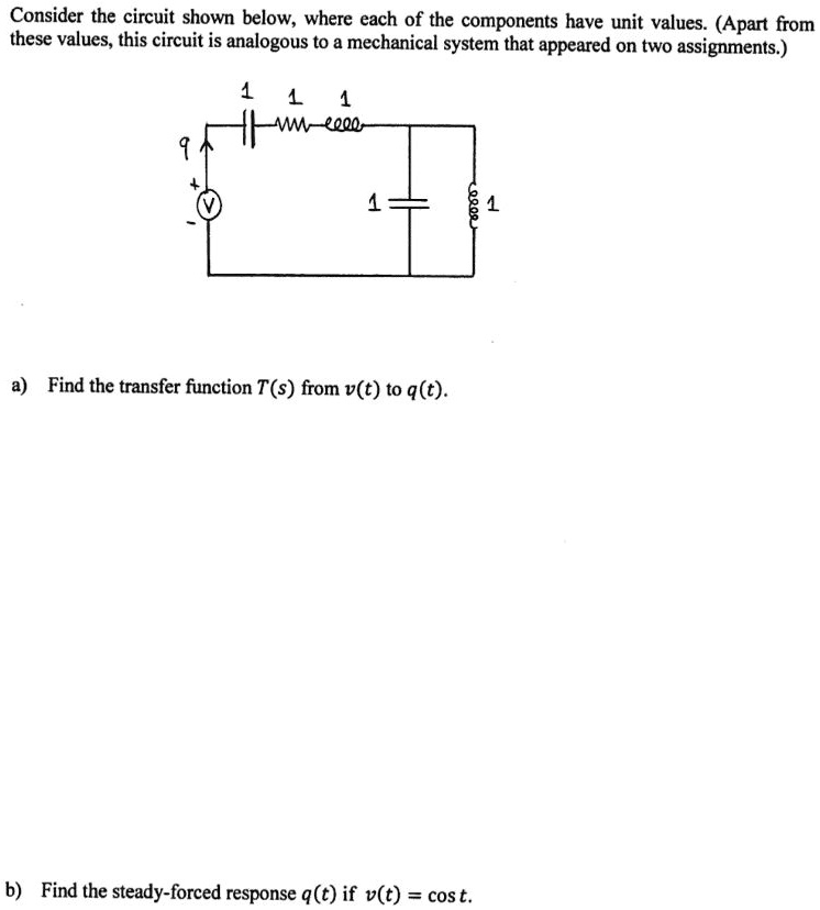 SOLVED: Consider the circuit shown below, where each of the components has unit values. (Apart ...