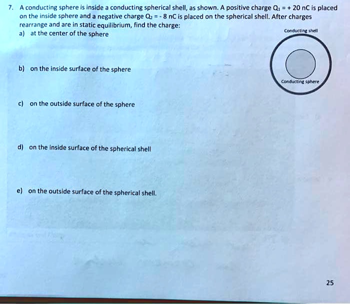 a conducting sphere is inside conducting spherical shell as shown a positive charge 1 20 nc is ...