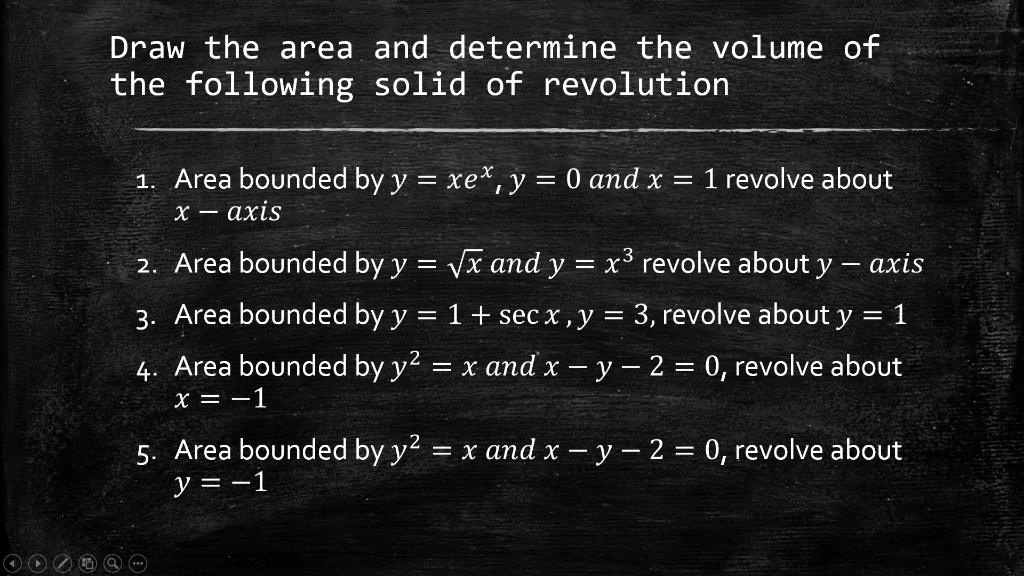 SOLVED: Draw the area and determine the volume of the following solid ...