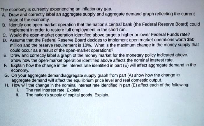 SOLVED: The economy is currently experiencing an inflationary gap. A ...
