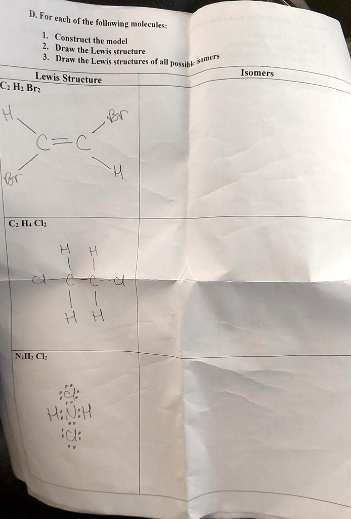 Solved D For Each Of The Following Molecules Construct The Model Draw The Lewis Structure