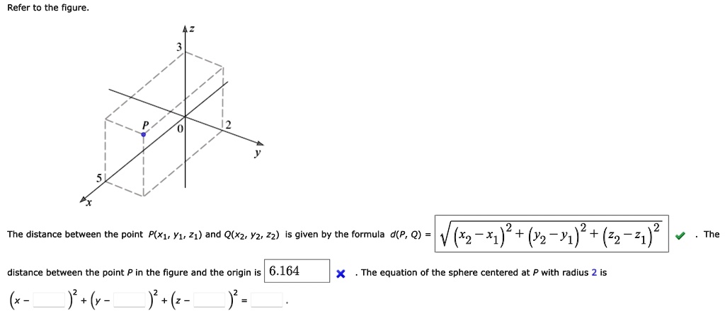 Refer to the figure. The distance between the point P(x1, y1, z1) and Q(x2, y2, z2) is given by ...