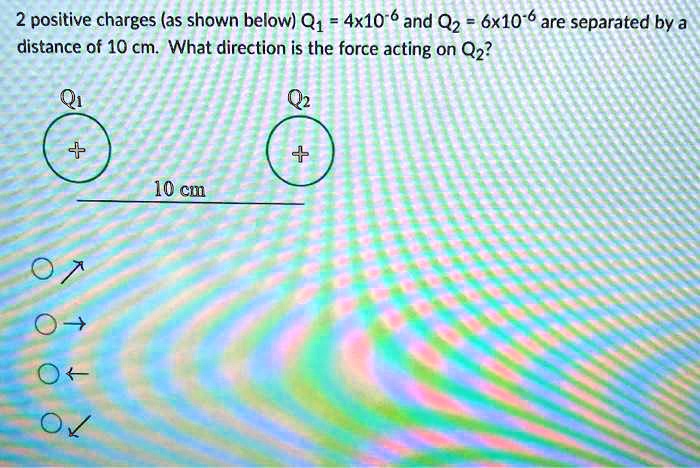 2 positive charges as shown below q1 4x10 6 and q2 6x10 6 are separated by a distance of 10 cm ...