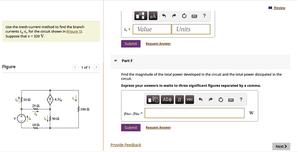 SOLVED: Use the mesh-current method to find the branch currents ia-ie ...